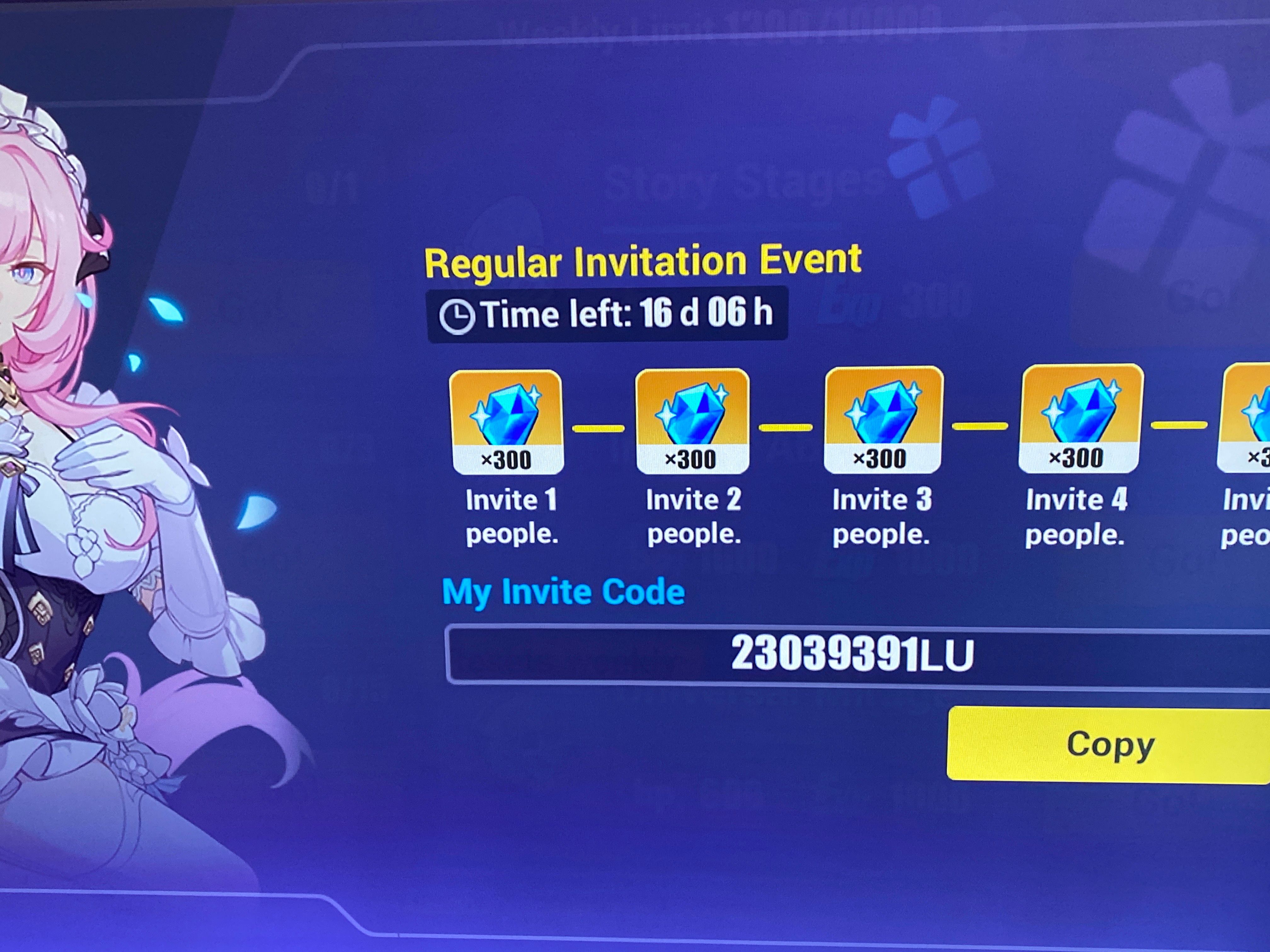 My invite code (SEA) 23039391LU Honkai Impact 3rd | HoYoLAB