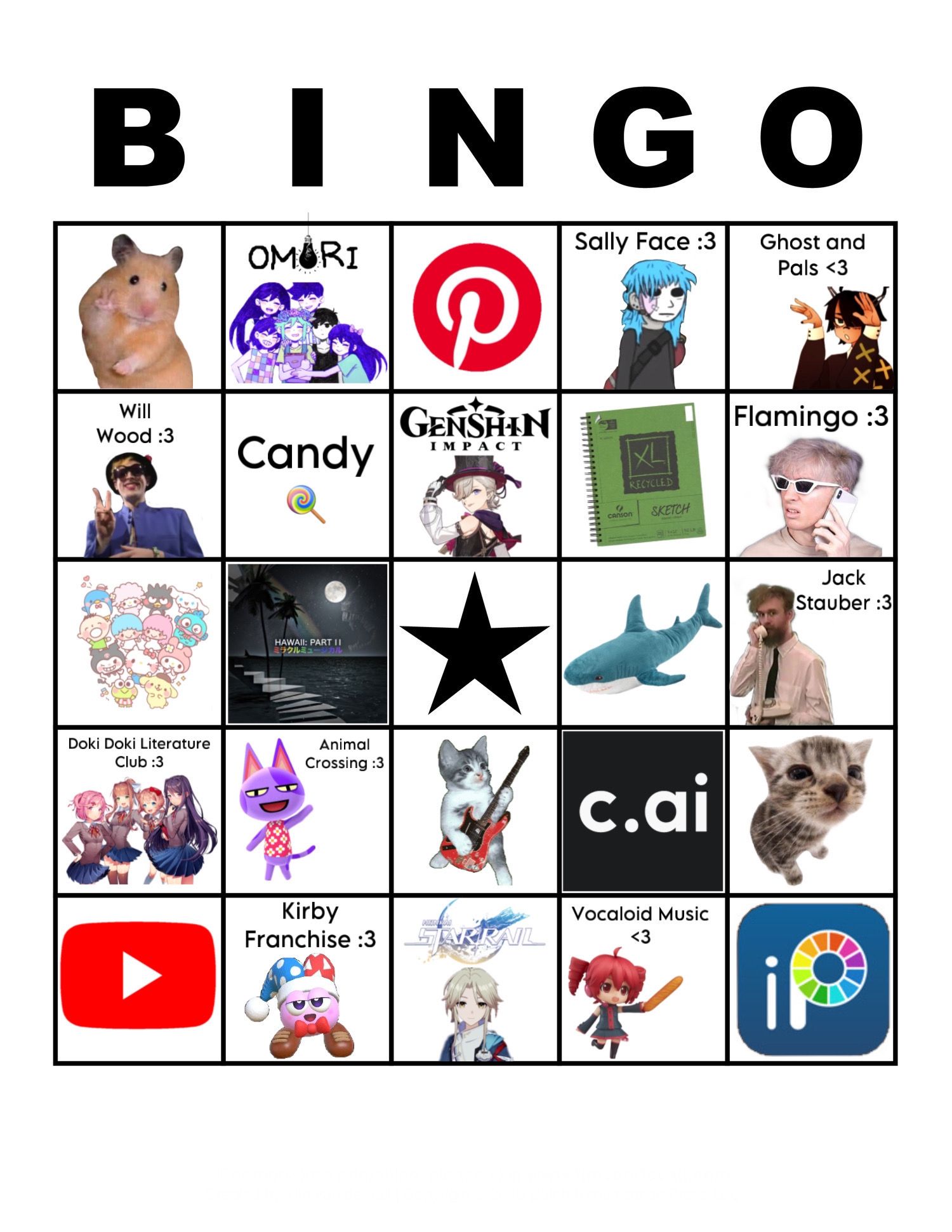 Bingo of my Likes/Interests :> | HoYoLAB