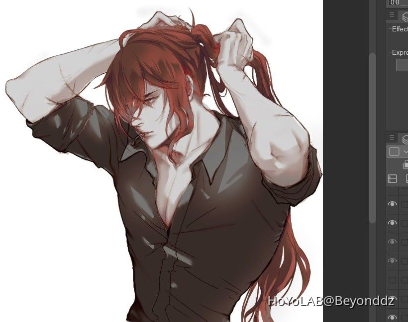 diluc in a high ponytail Genshin Impact | HoYoLAB