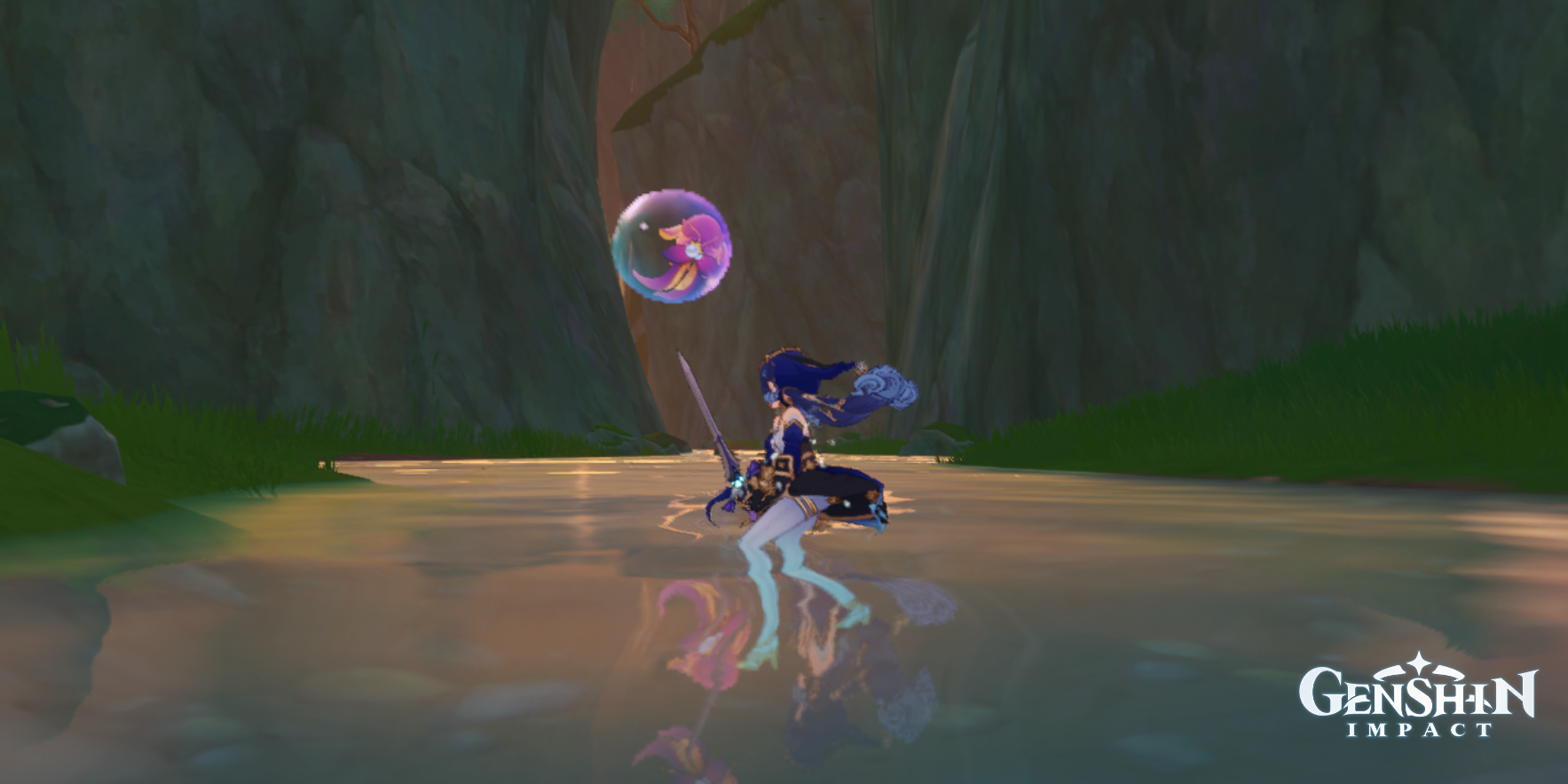 Hanging out in sumeru and took some photos in the water Genshin Impact ...