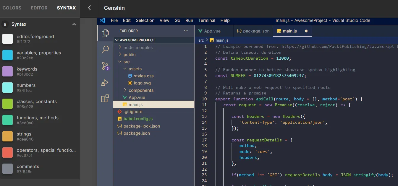 參考原神的配色製作了VSCode Theme Genshin Impact | HoYoLAB