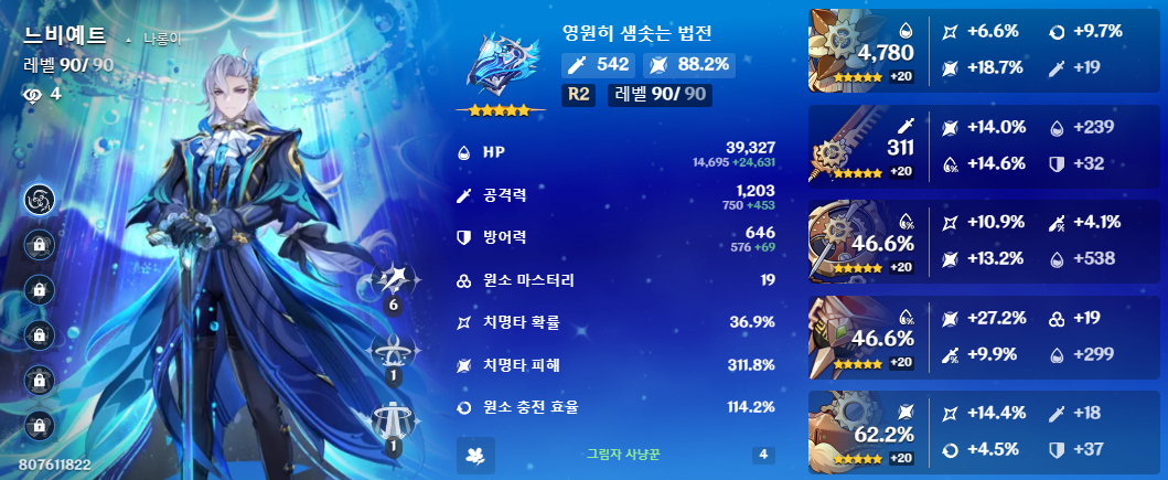 제 느비 스탯 Genshin Impact | HoYoLAB