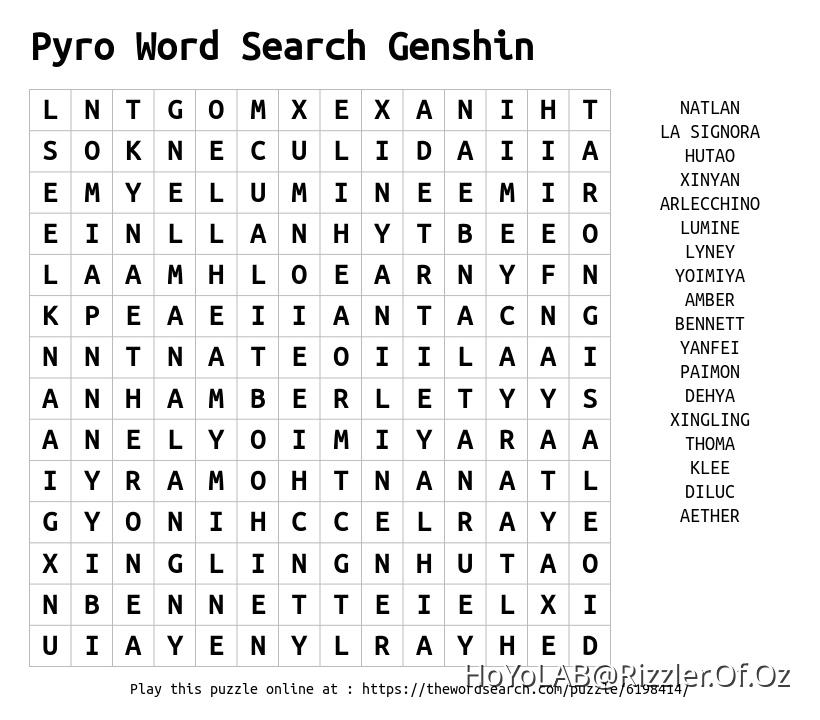 6. Pyro Word Search Genshin Genshin Impact | HoYoLAB