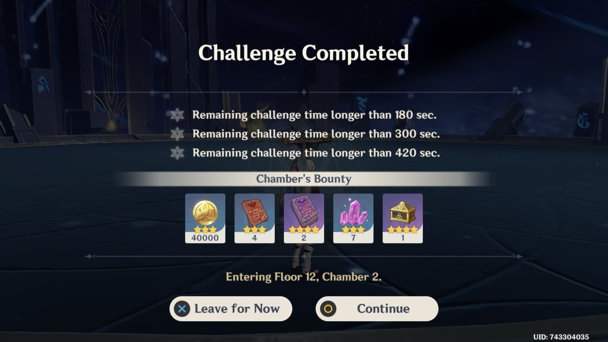 I just finished abyss 12 Chamber 1 for the first time and with no stars ...