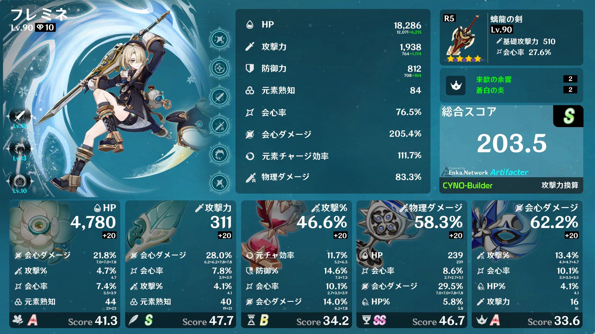 フレミネ聖遺物 Genshin Impact Hoyolab