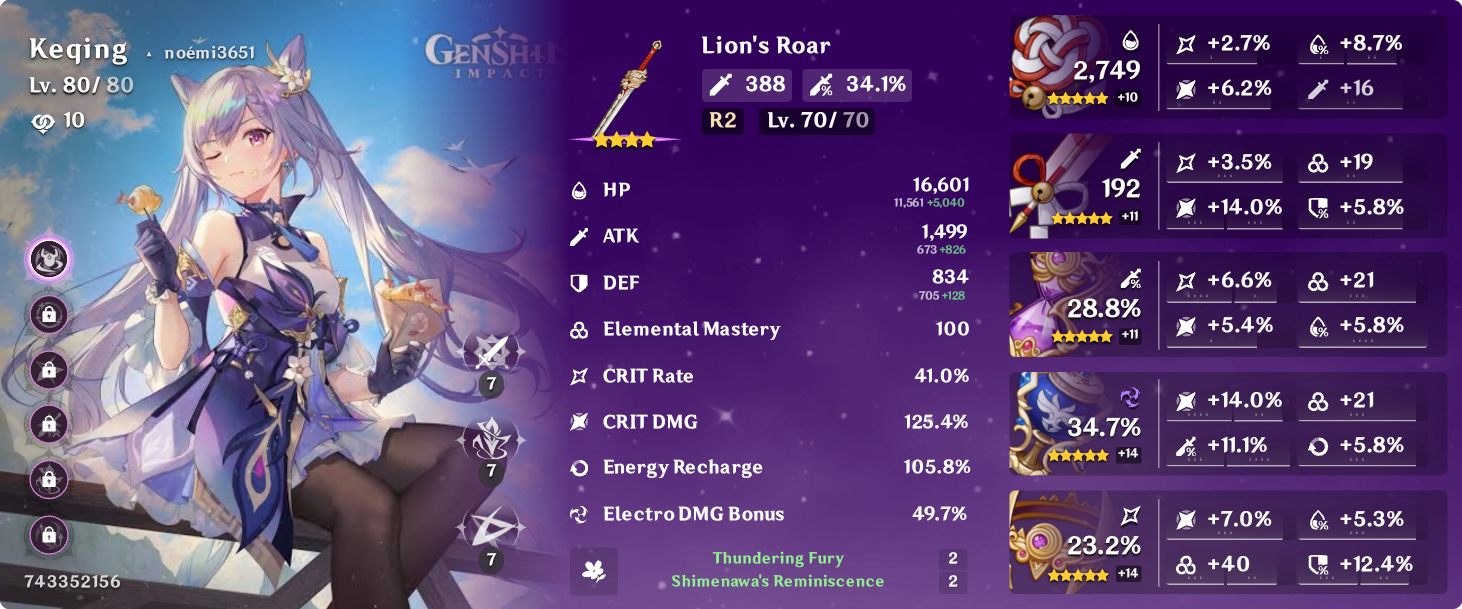 finally atk ⌛ for my keqing her build not finish Genshin Impact | HoYoLAB