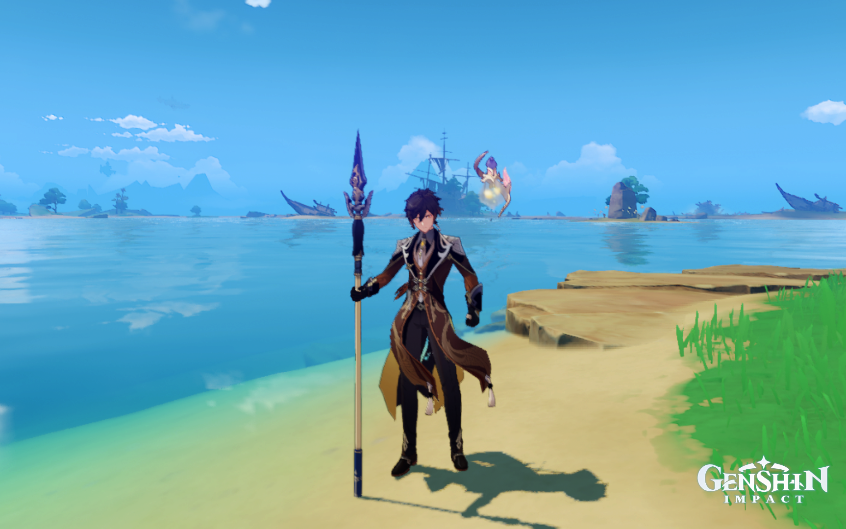 zhong lee posing on a beach Genshin Impact | HoYoLAB