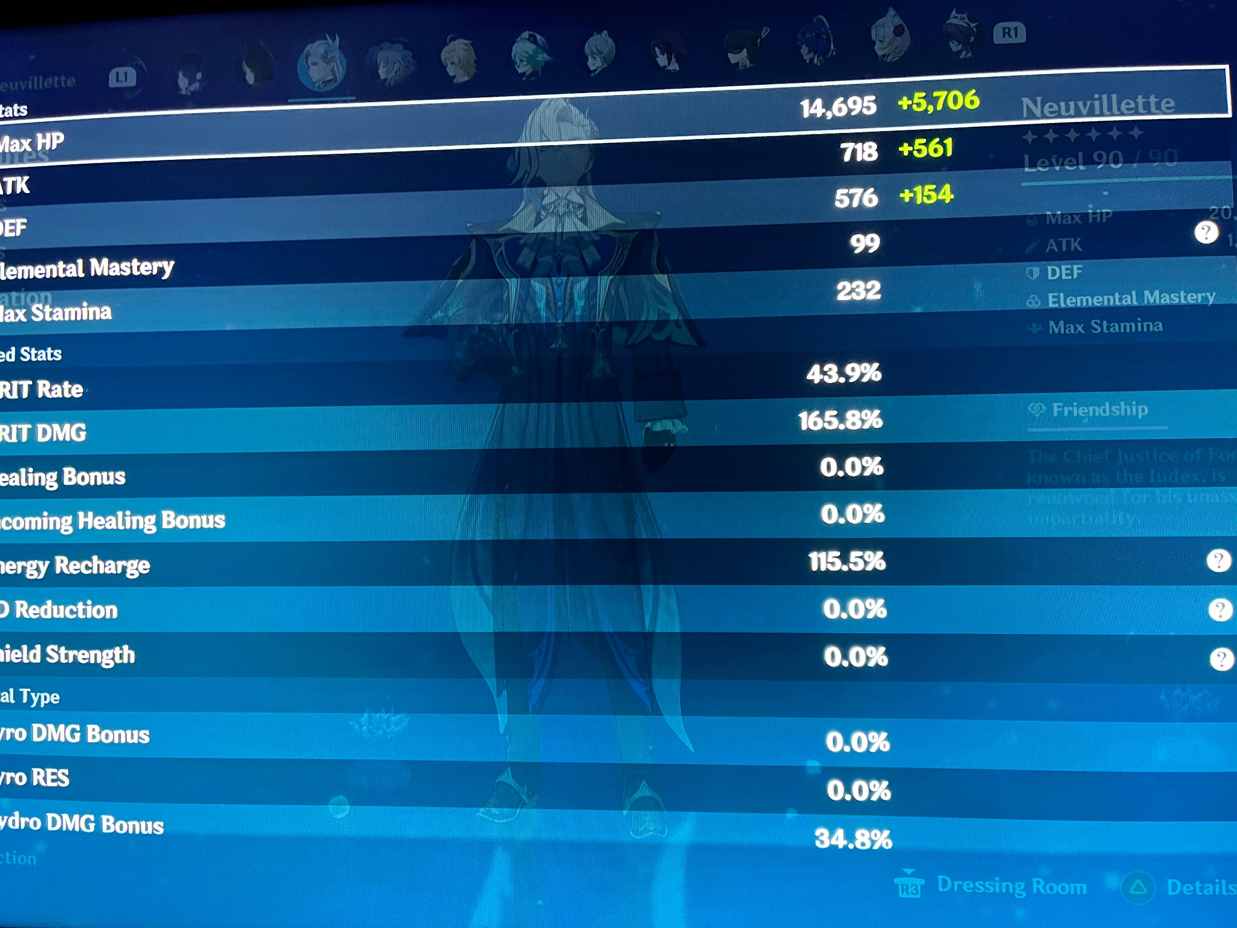 Are my Neuvillette stats good for an f2p player Genshin Impact | HoYoLAB