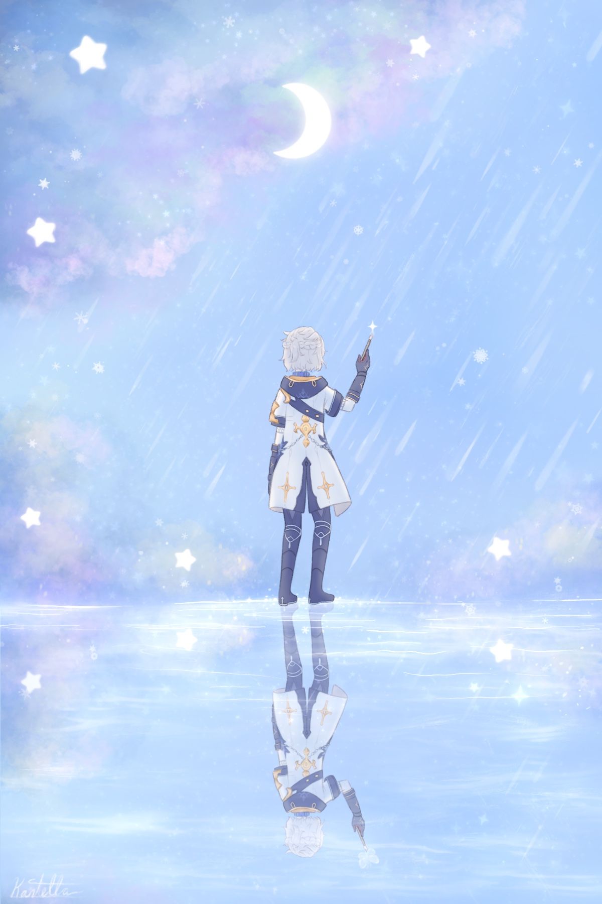 Albedo painting a pastel sky Genshin Impact | HoYoLAB