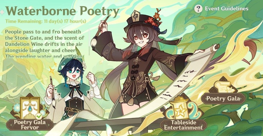 Waterborne Poetry [v4.1 Event] Mending Painting Prospects Genshin ...