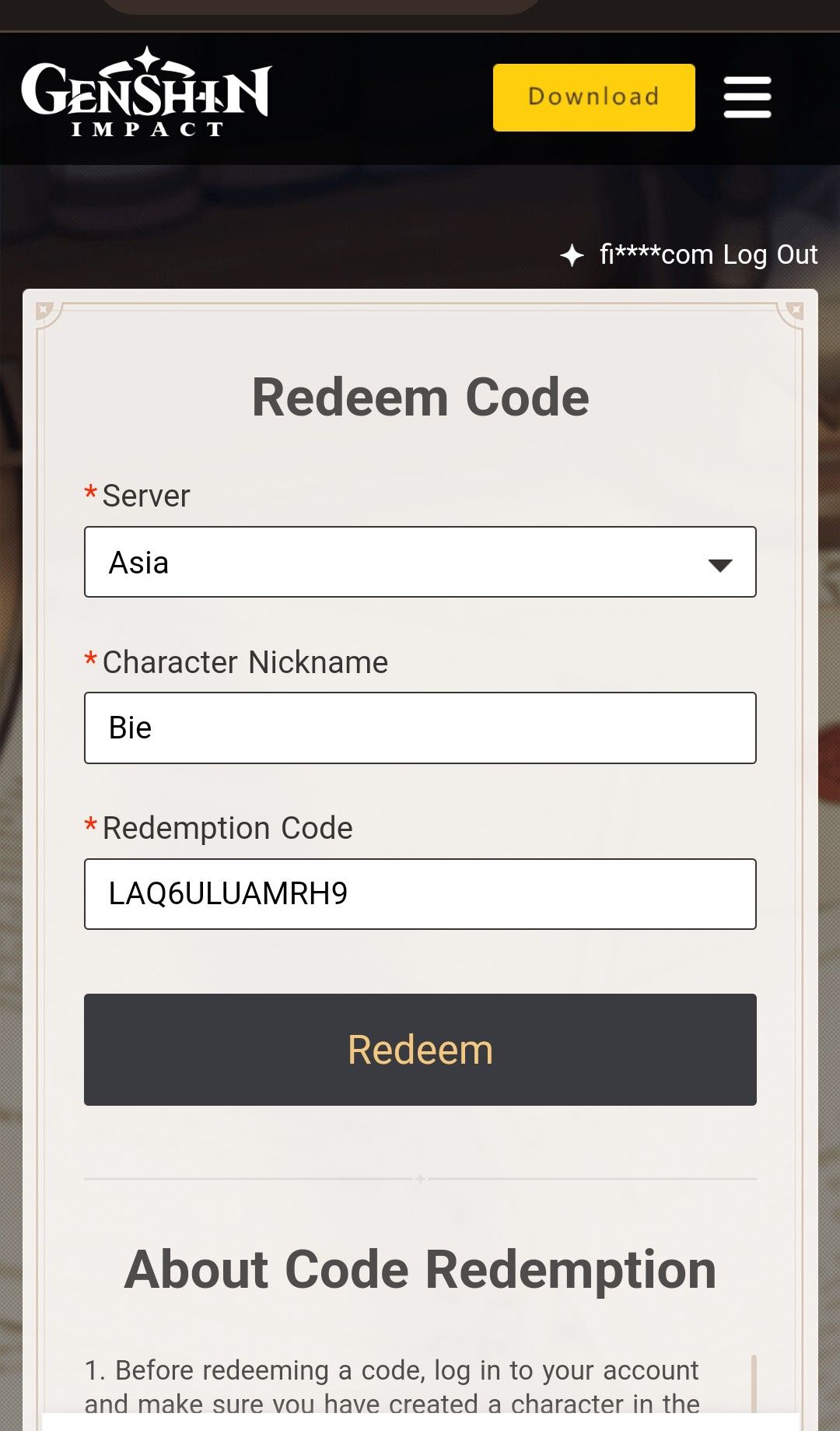 New Redeem Code Genshin Impact | HoYoLAB