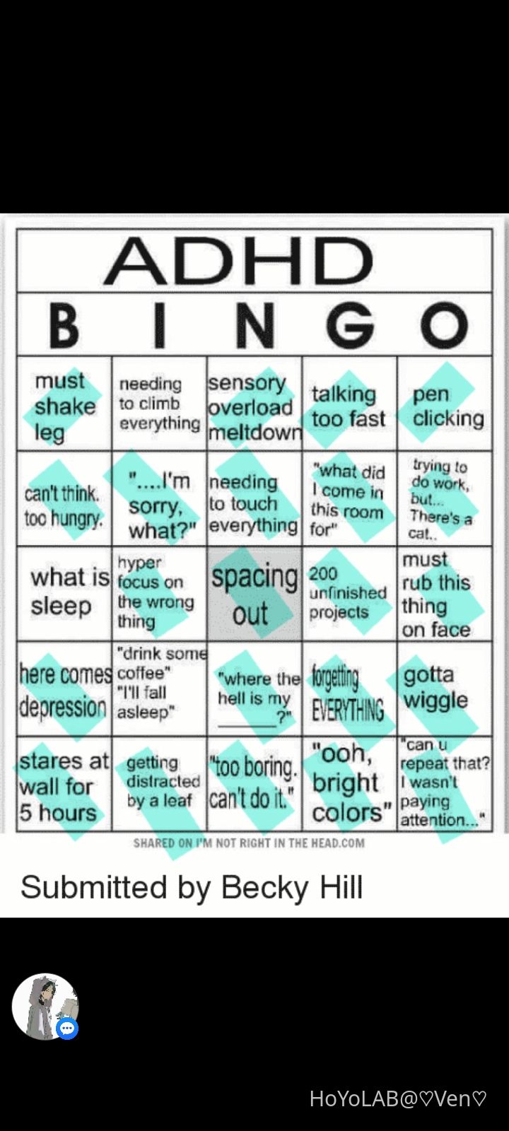 Adhd bingo 😅 (Not Mine) | HoYoLAB