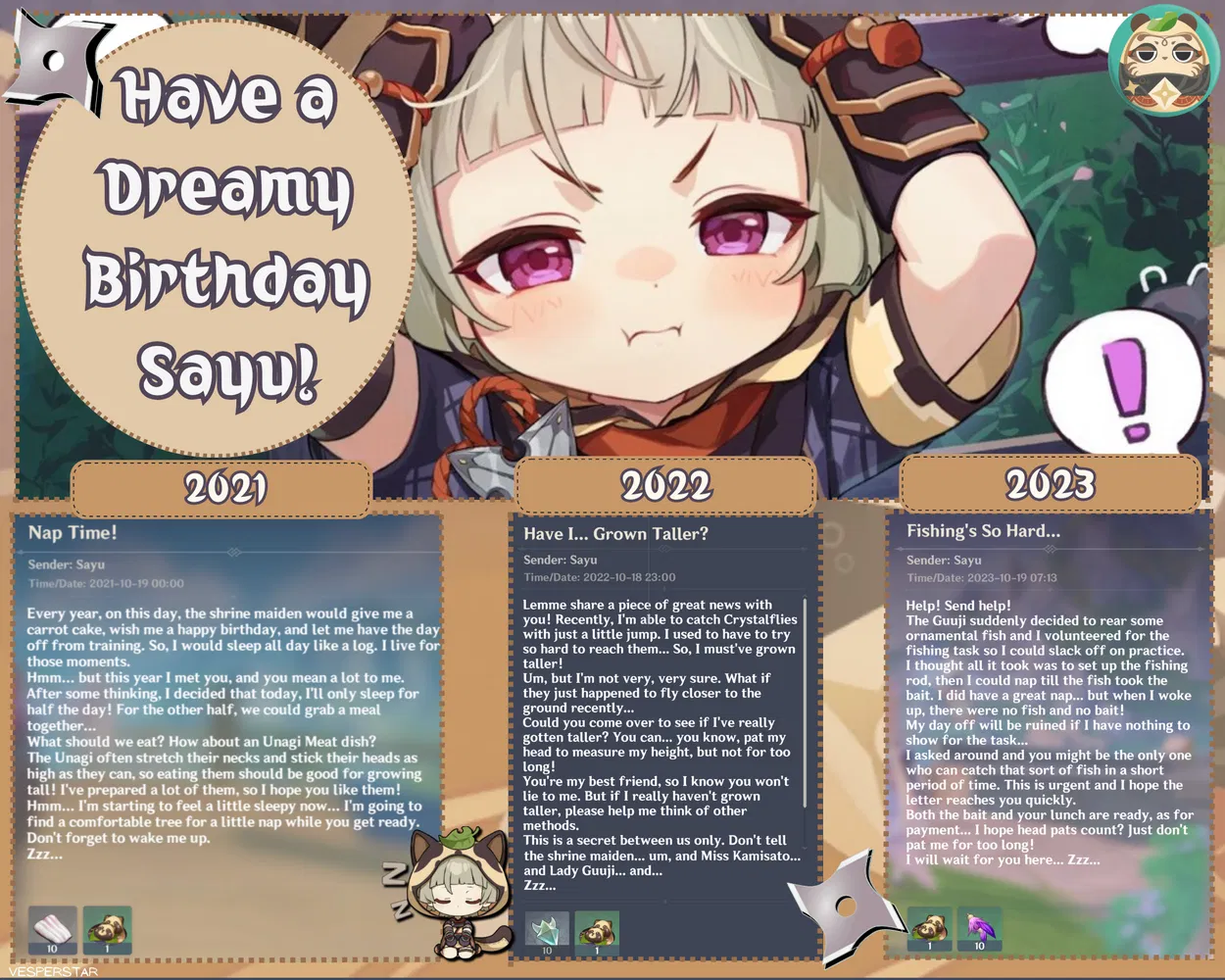 {Sayu Birthday Mail Recap} ~ Happy Birthday to the Sleepiest Inazuman ...