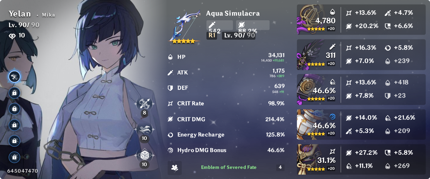 Updated Yelan build Genshin Impact | HoYoLAB