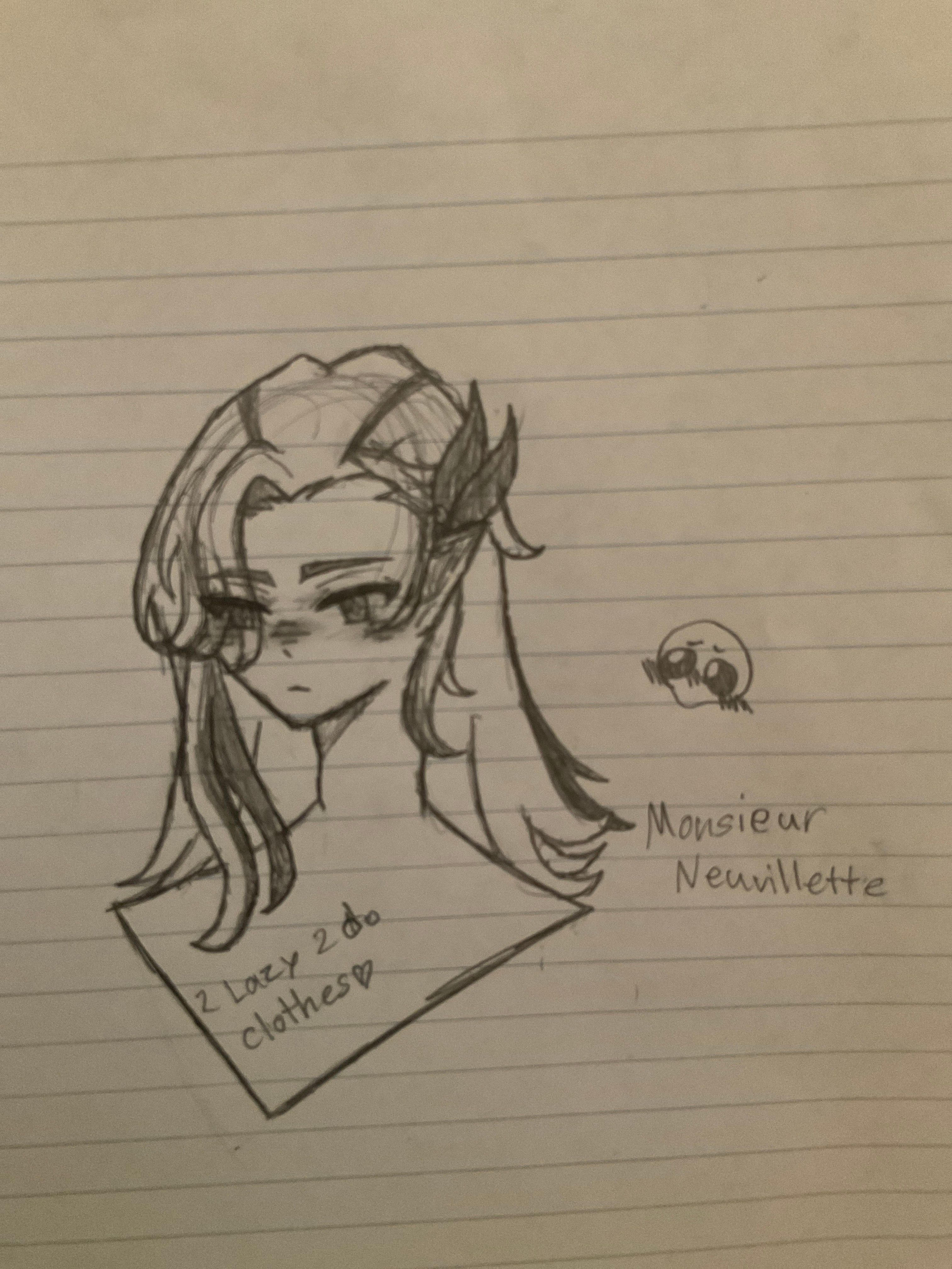 I decided to draw Neuvillette during social studies at school 💀 by ...