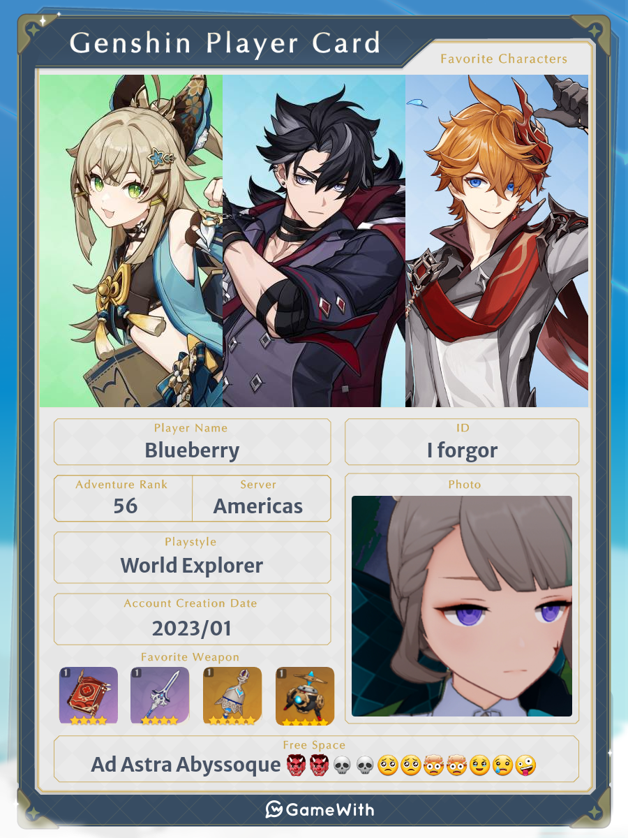 Random Character card :> Genshin Impact | HoYoLAB