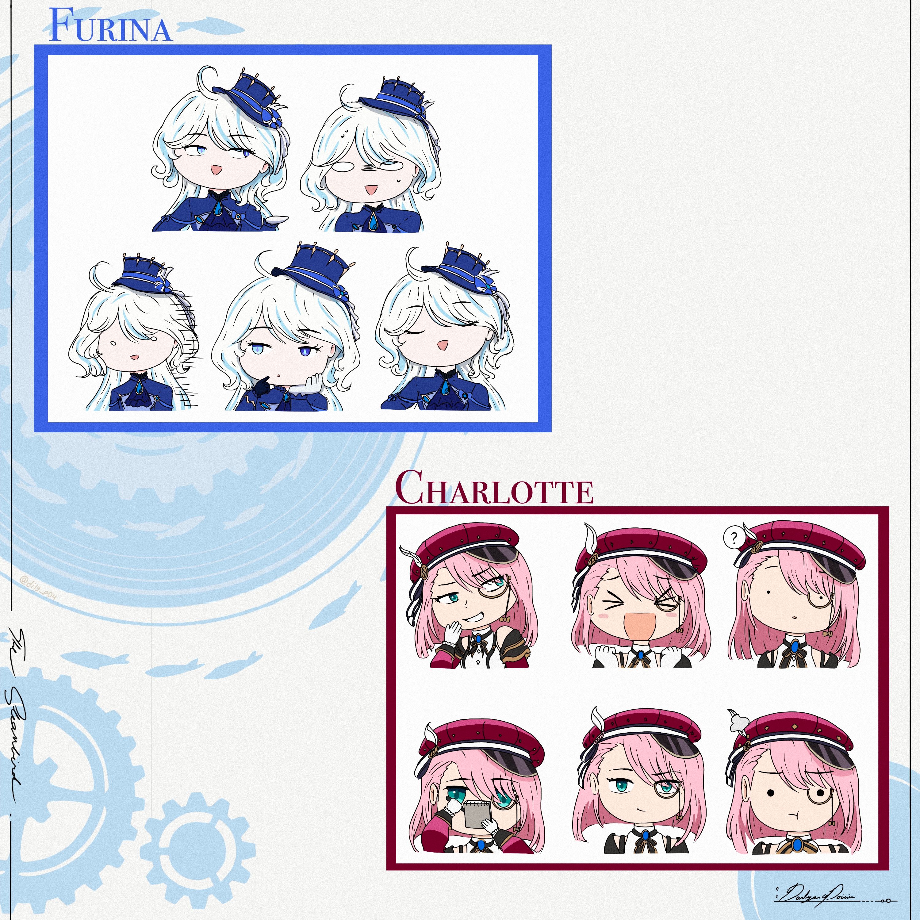 Chibi furina and charlotte Genshin Impact | HoYoLAB