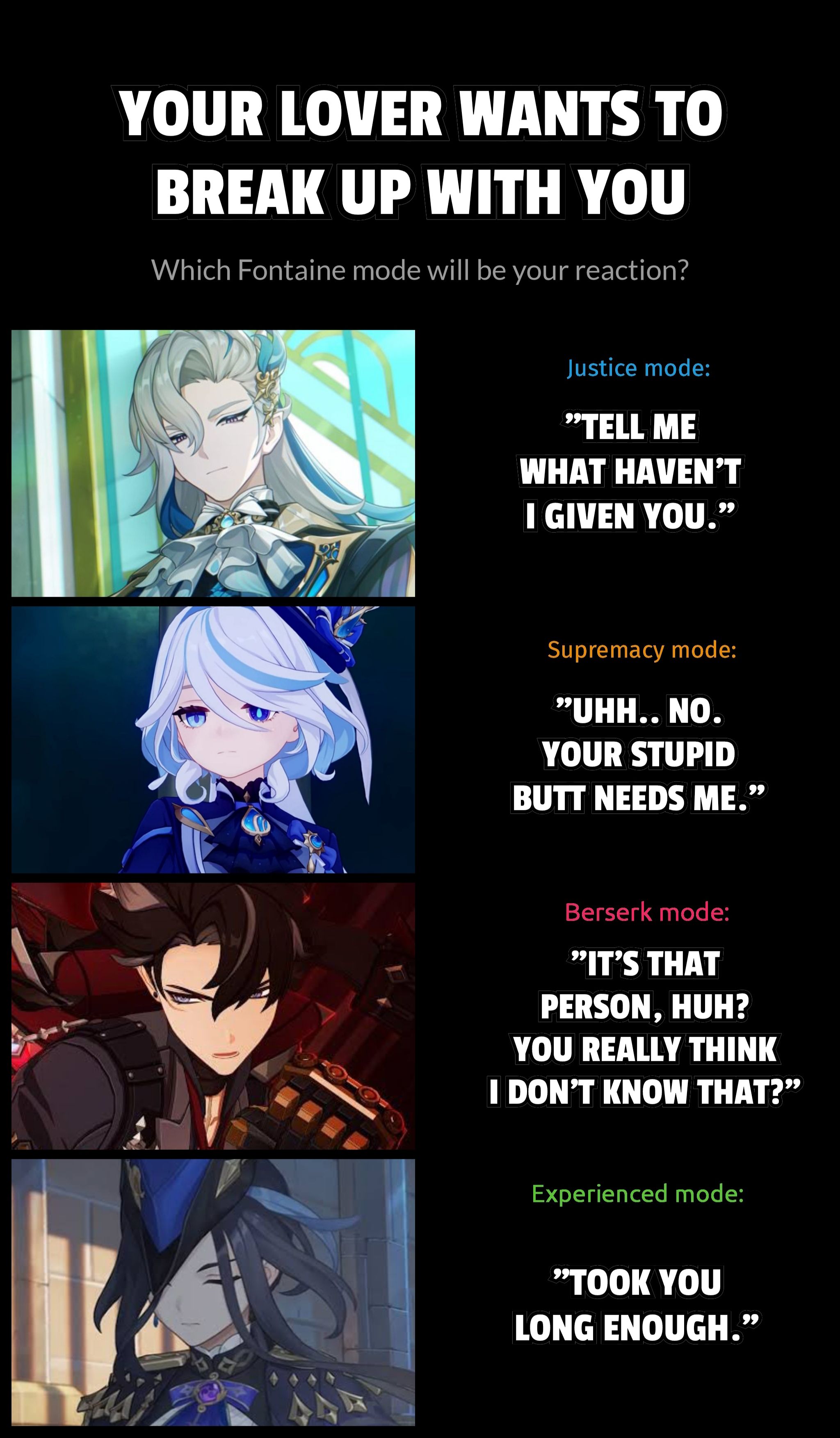 💔 BROKE UP - WHICH ONE IS YOUR REACTION? Genshin Impact | HoYoLAB