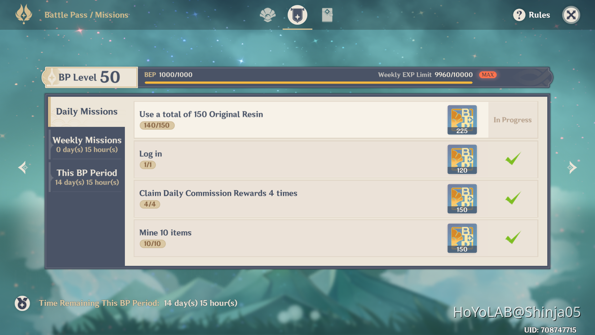 BP Lvl. 50 Genshin Impact | HoYoLAB