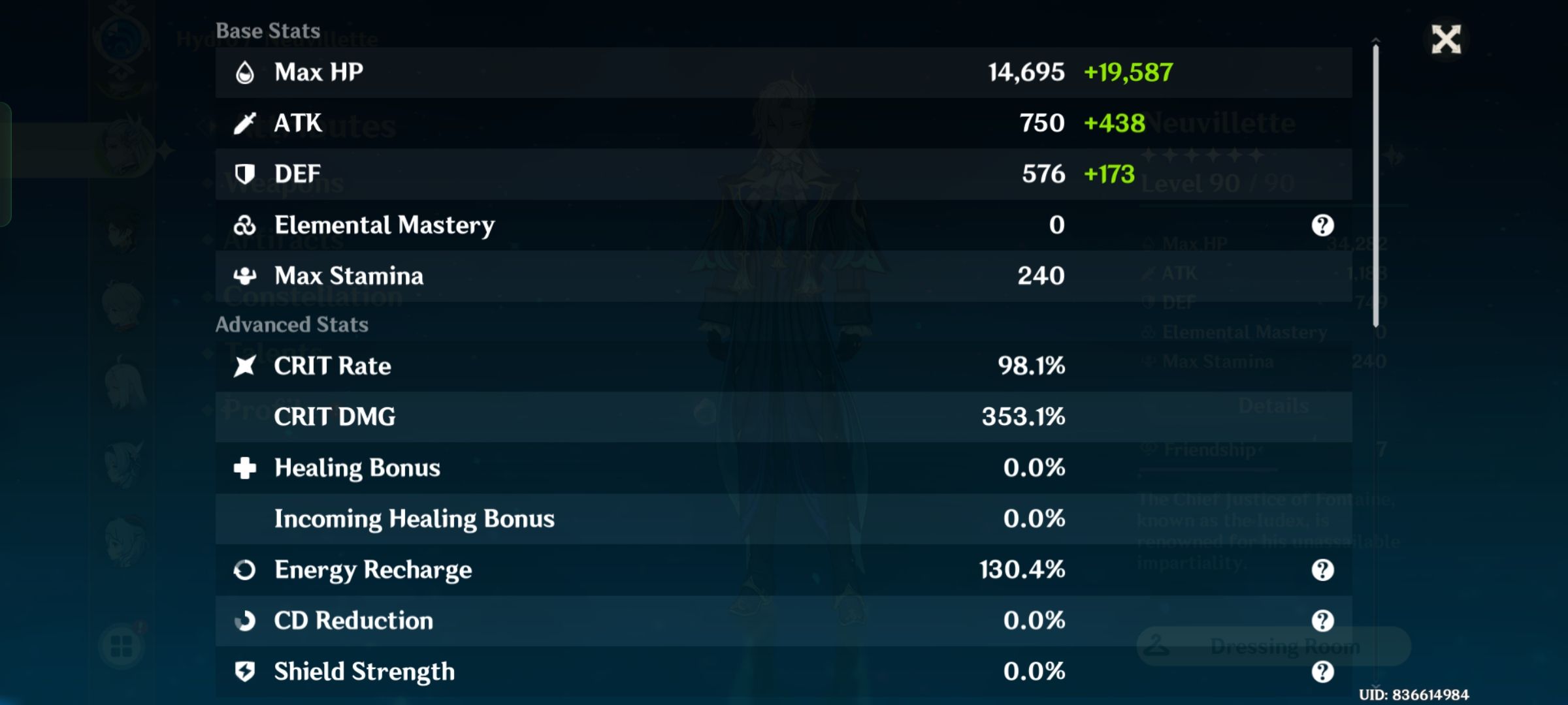 Denouement of sin domain: C1 Neuvillette Crit Ratio. Genshin Impact ...