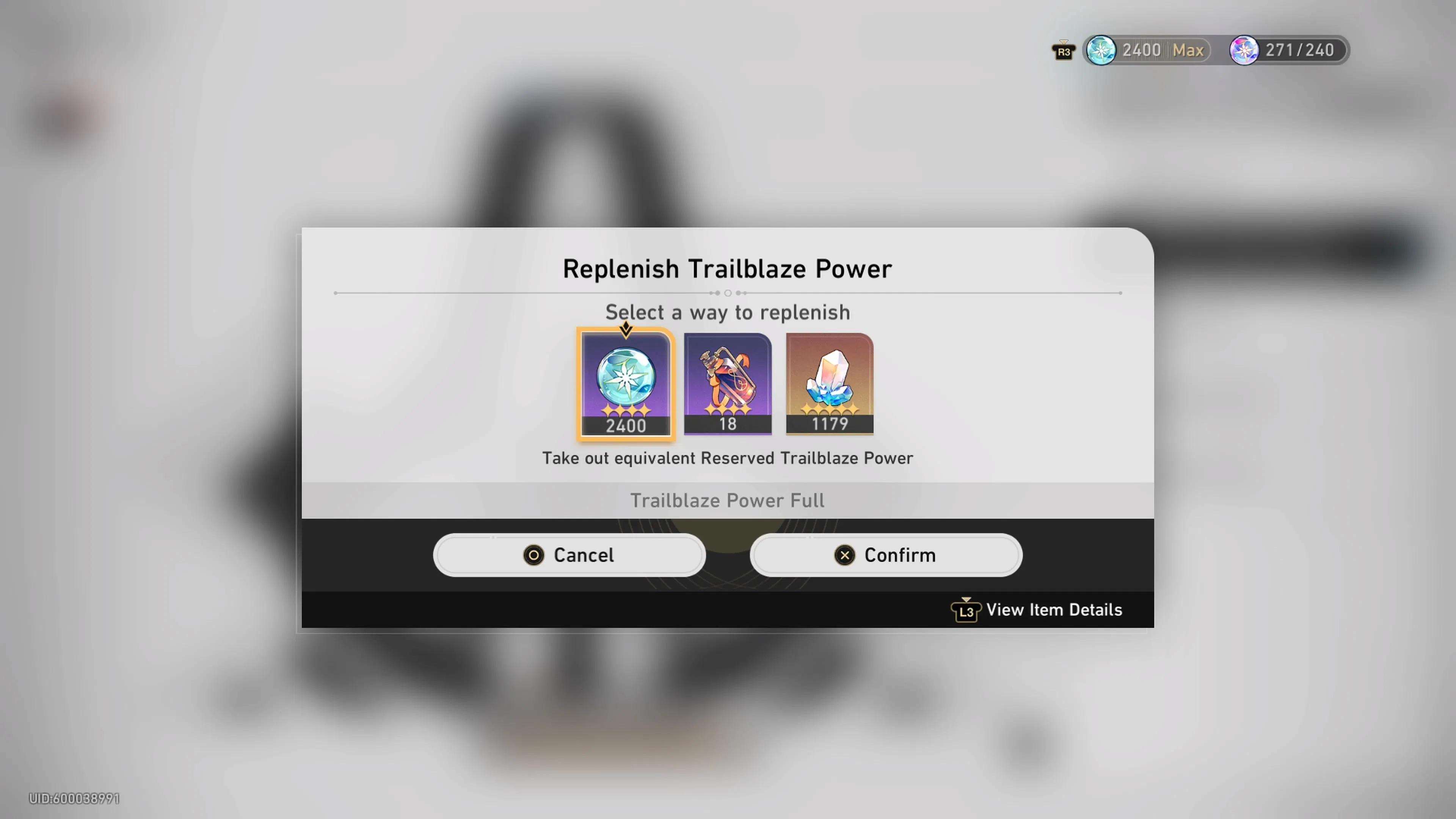 Reached the 2400 Reserved Trailblaze Power cap. Too lazy to farm ...