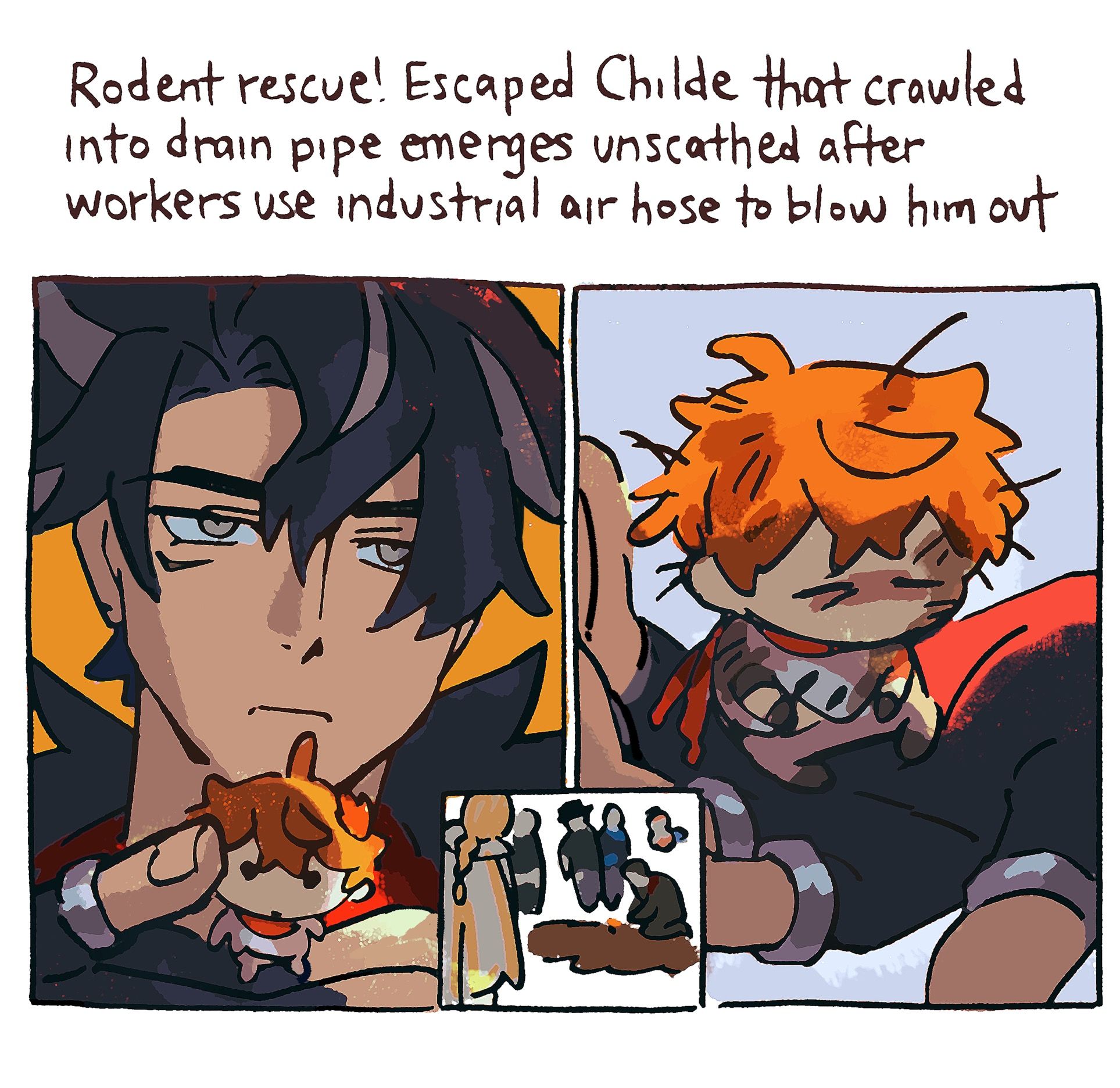 Rodent rescue! Escaped Childe that crawled into drain pipe emerges ...