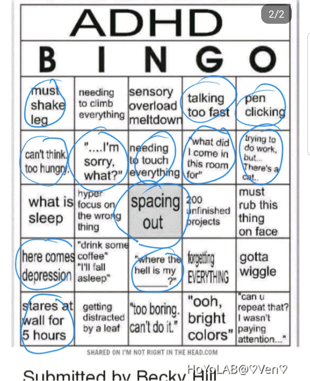 ADHD bingo | HoYoLAB