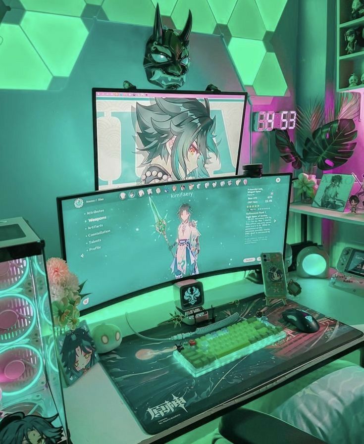 photo of my gaming PC and one of my recent prints Genshin Impact | HoYoLAB