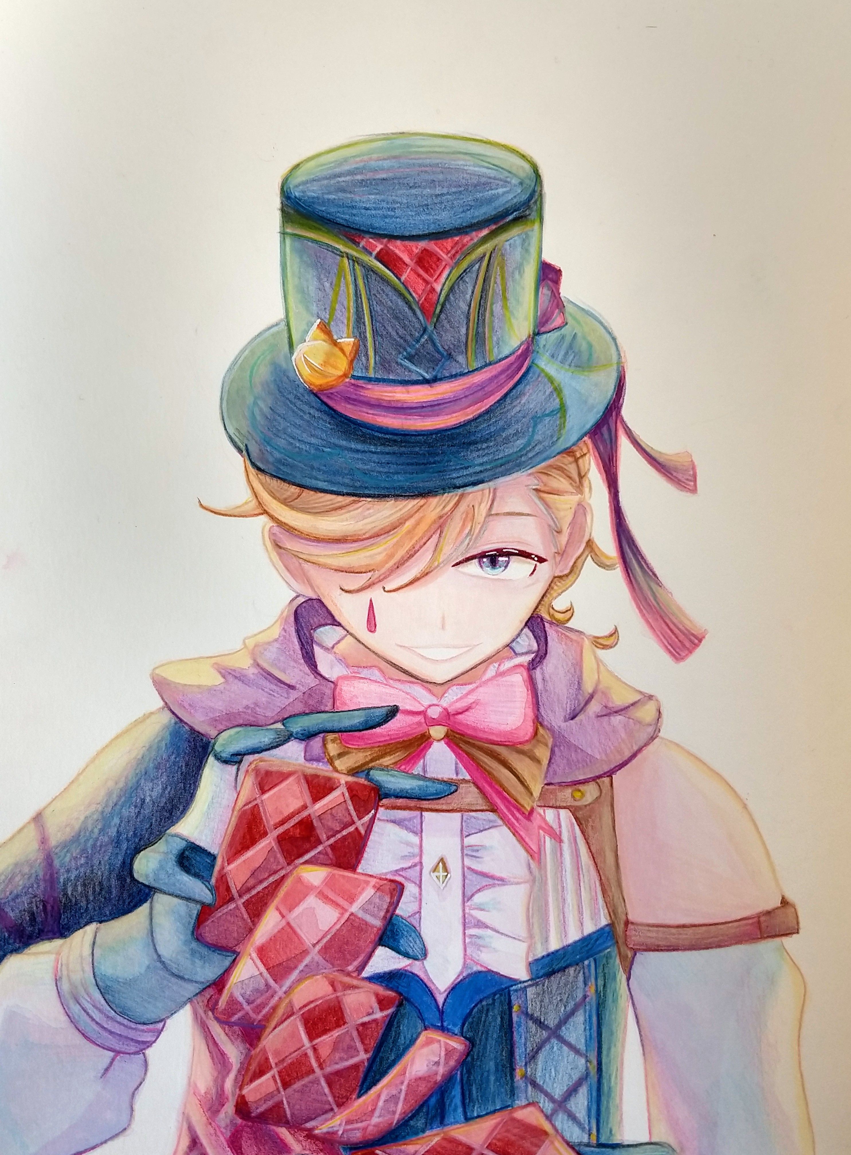 Lyney ( With Watercolour and Colouring Pencil) Genshin Impact | HoYoLAB