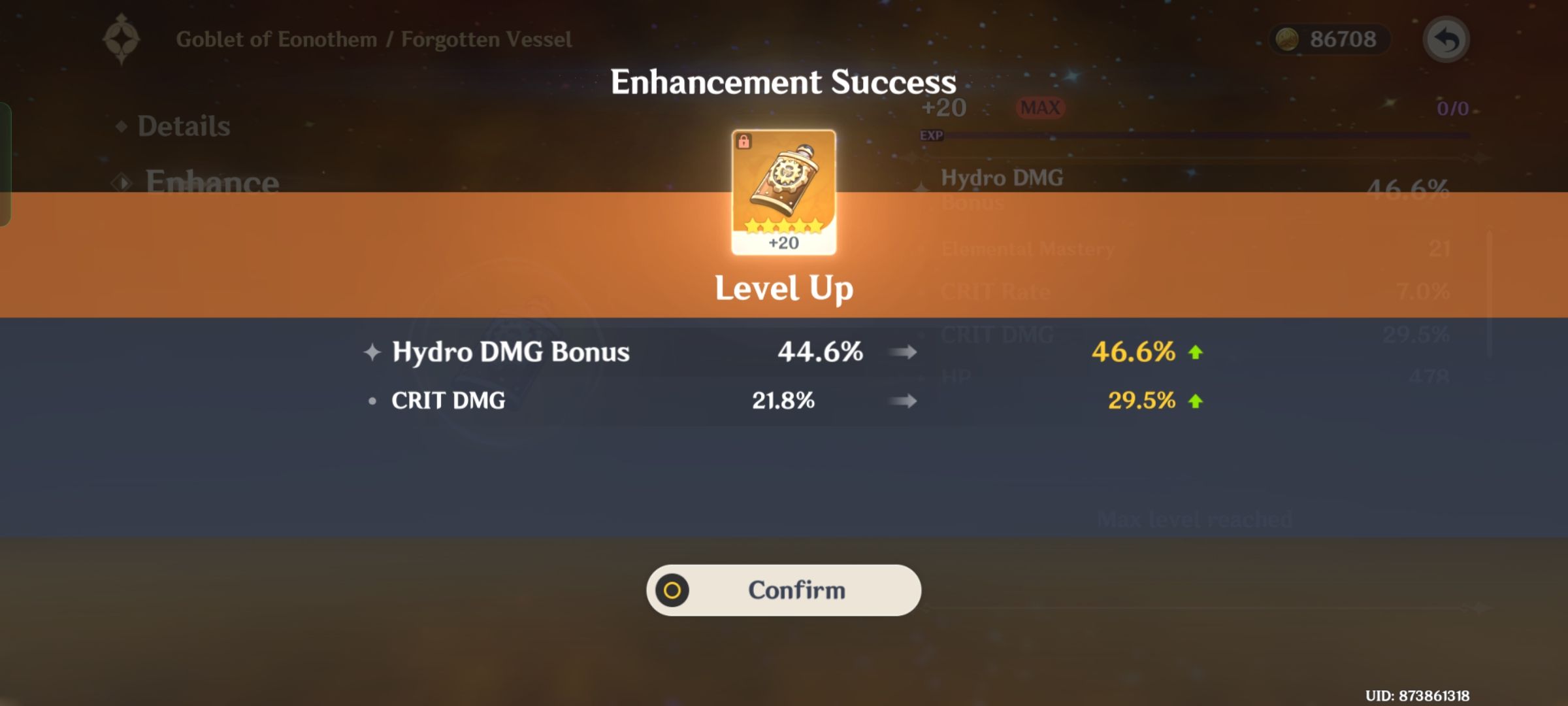 Got a perfect artifact set for Neuveillette. (I wish i had him xd ...