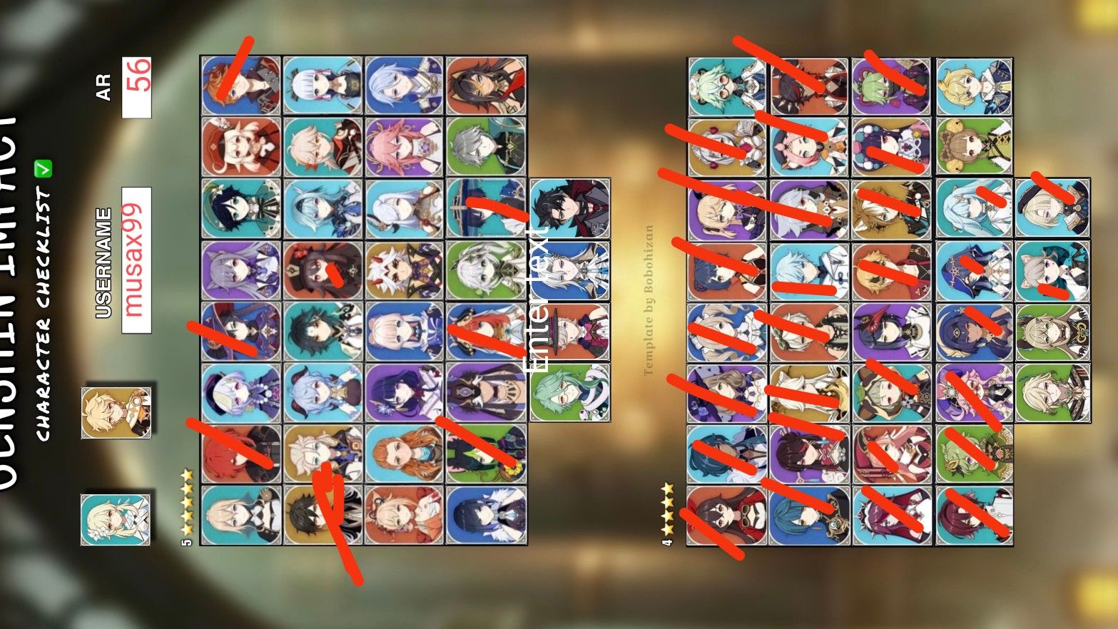 this is my character checklist Genshin Impact | HoYoLAB