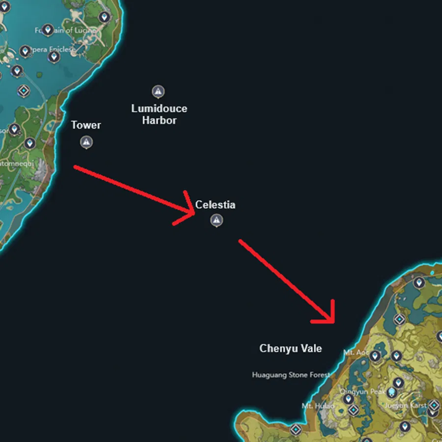 Fontaine's Lumidouce Harbor; the way towards Chenyu Vale in Liyue ...