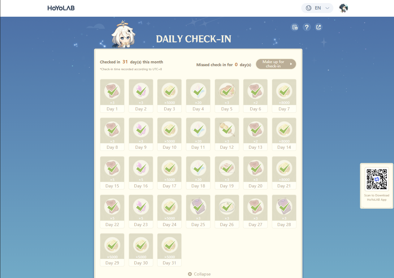 DAILY CHECK-IN Genshin Impact | HoYoLAB