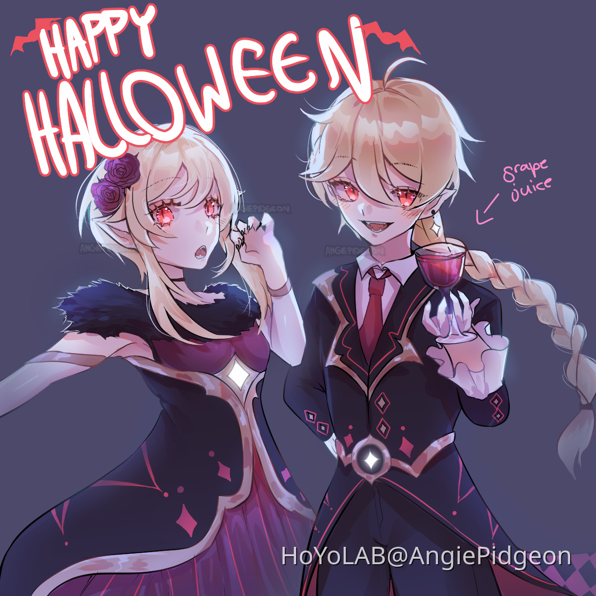 Aether & Lumine dressed up as Vampires! Genshin Impact | HoYoLAB