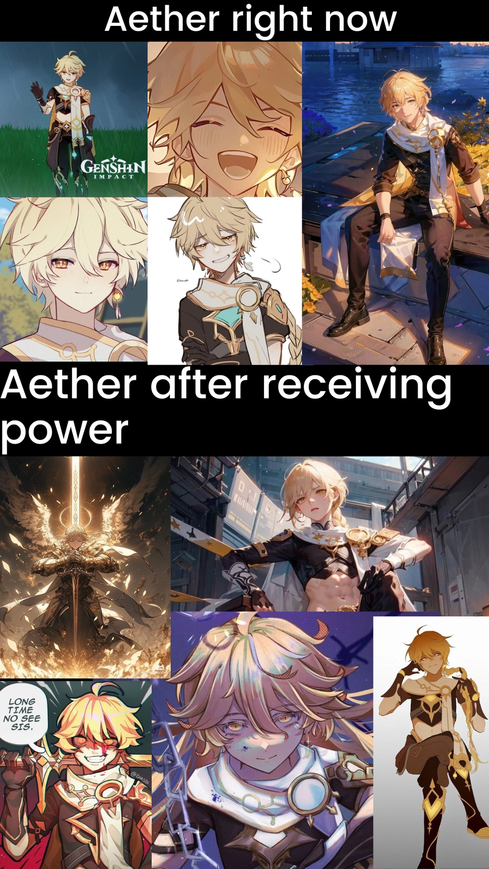 Aether right now and after receiving his power Genshin Impact | HoYoLAB