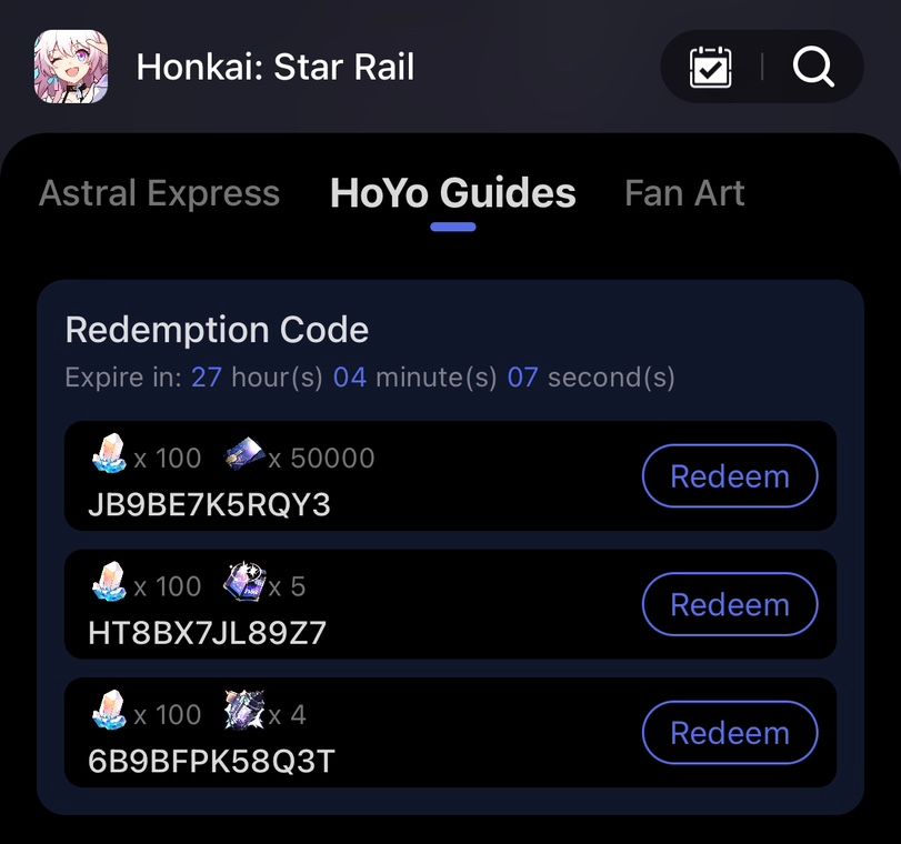 Claim HoYo Guides Redemption Codes!!! Honkai: Star Rail | HoYoLAB