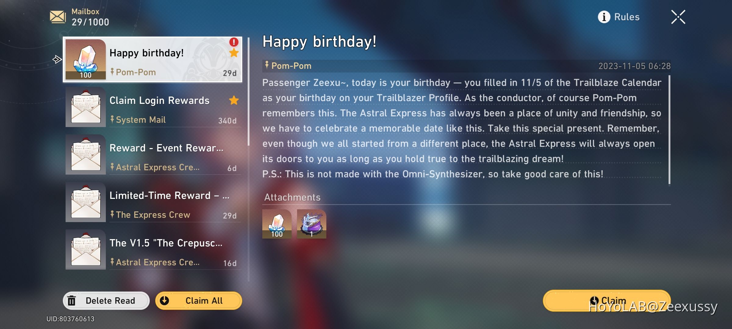 My birthday present in HSR! Honkai: Star Rail | HoYoLAB