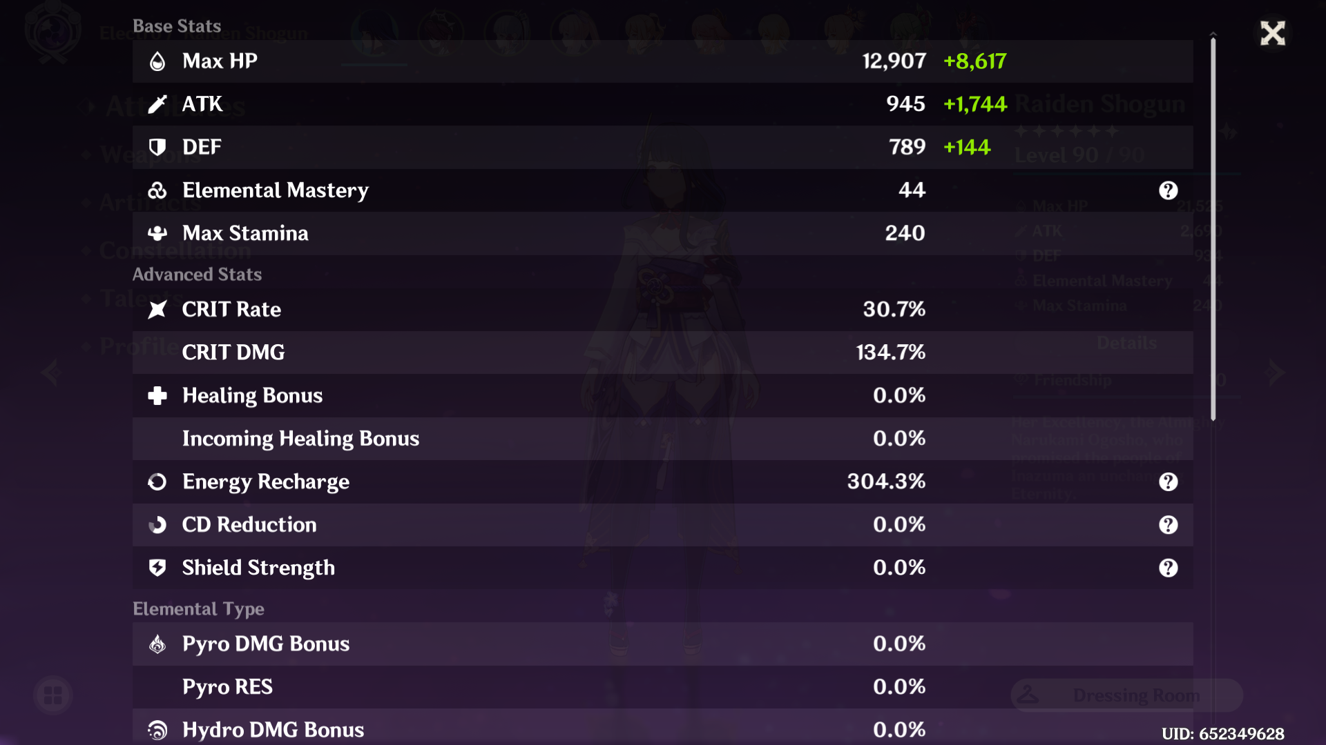 Raiden stats Genshin Impact | HoYoLAB