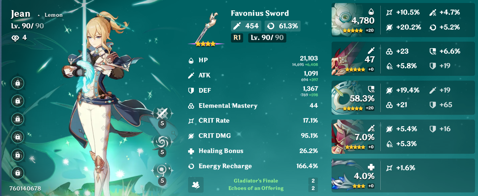 Help me build my Jean Genshin Impact | HoYoLAB