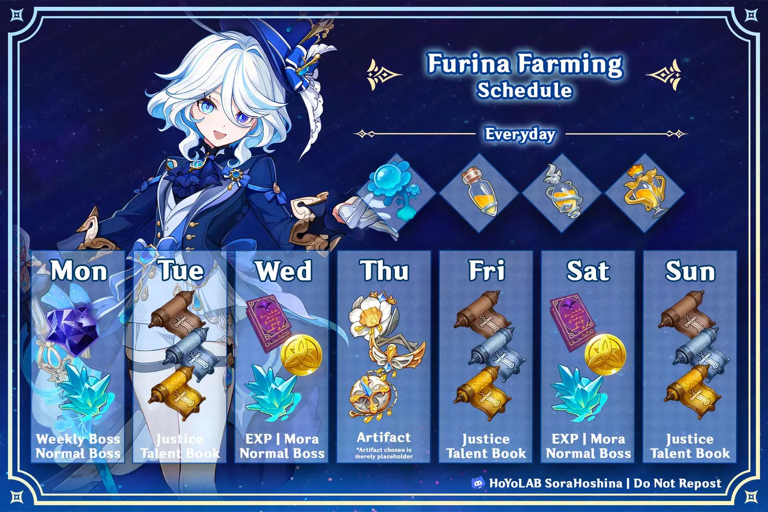 [V4.2] Furina Materials Infographic & Farming Schedule || Did you get Furina? Genshin Impact ...