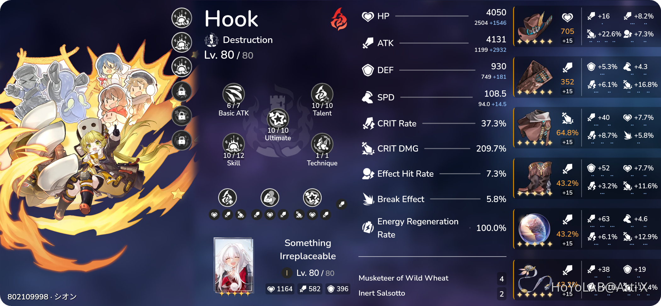 So some people are asking about my Hook's Relics... Honkai: Star Rail ...