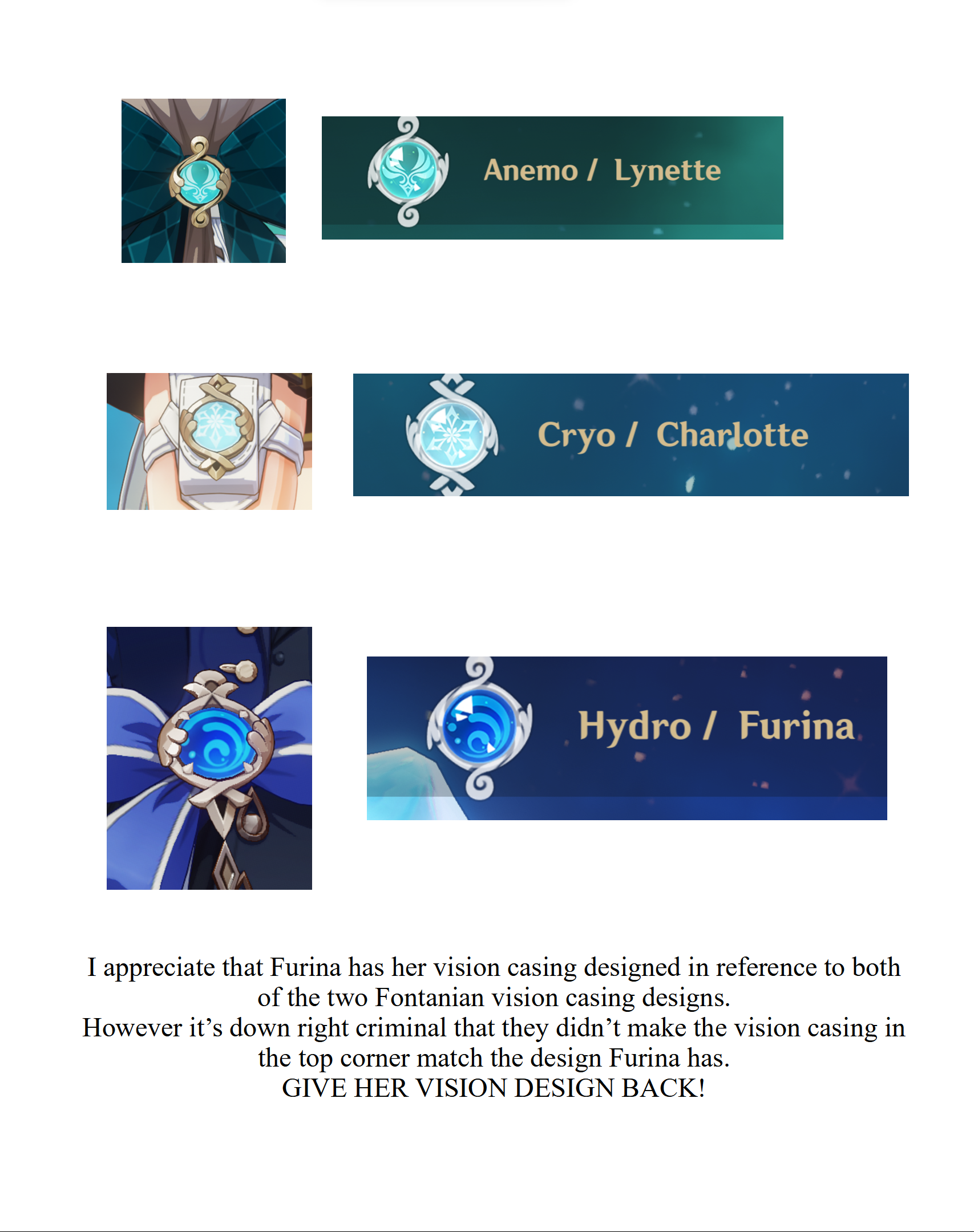 Justice for Furina's Vision Casing Design. Genshin Impact | HoYoLAB