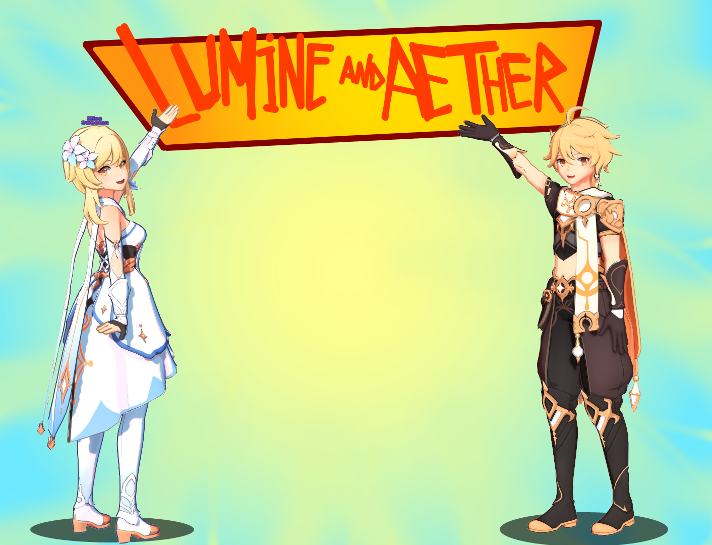 [MMD] Lumine and Aether (Cow and Chicken) Title intro without Paimon ...