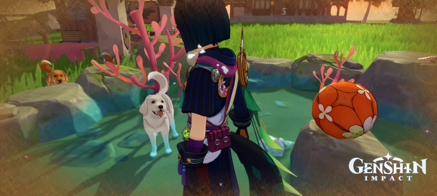 I didn't know they could get in the pool 🐕 Genshin Impact | HoYoLAB