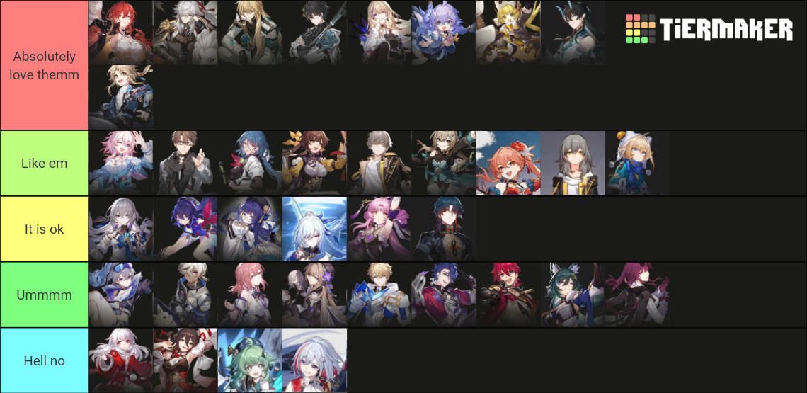 HSR character tier list based on my likings. Honkai: Star Rail | HoYoLAB