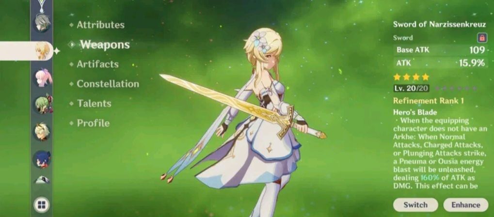 Pedang Narzissenkreuz weapon signs traveler.? Genshin Impact | HoYoLAB