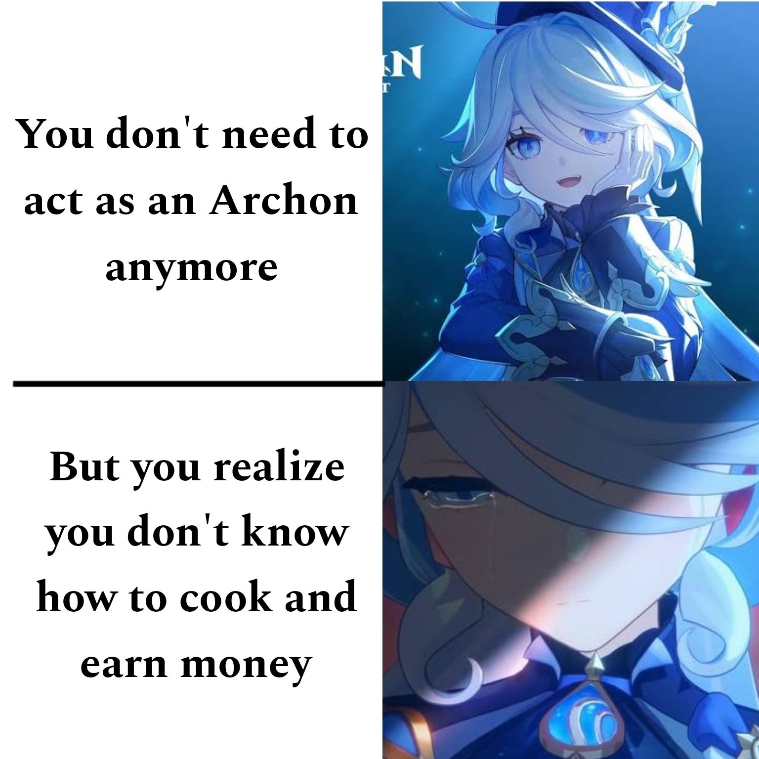 Sad Furina Reality.... I hope she can live by herself... Genshin Impact ...