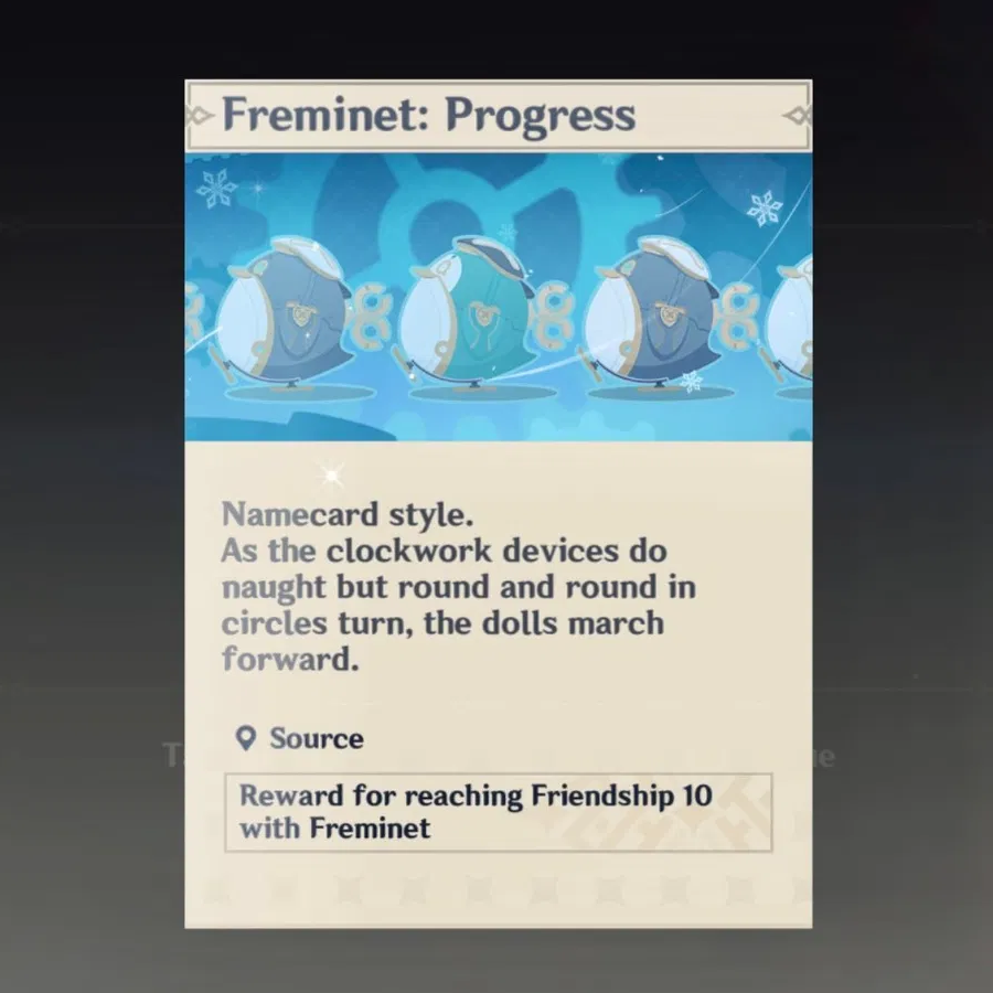 Finally got Freminet to Friendship 10 Genshin Impact | HoYoLAB