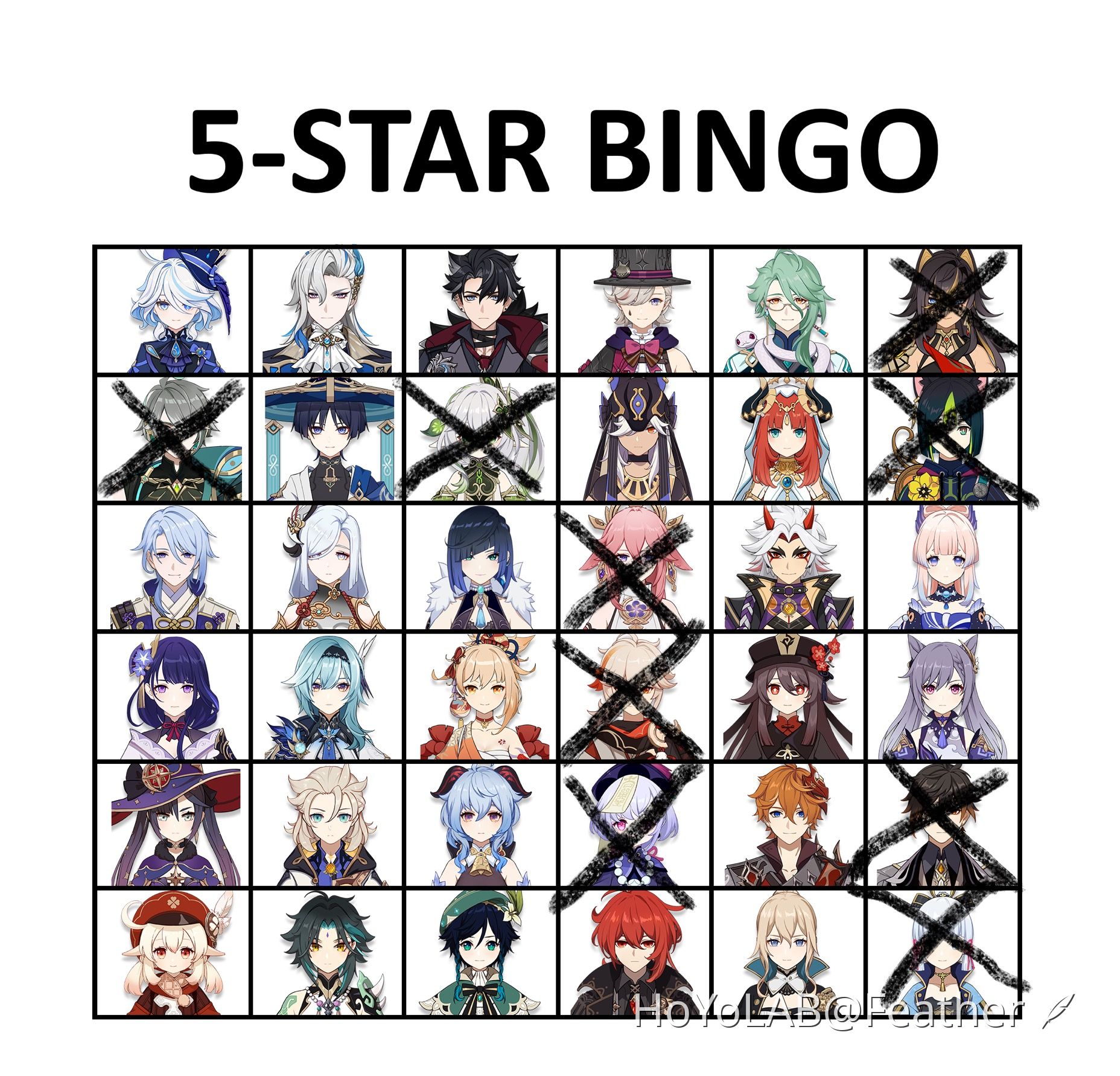 5 star bingo! Genshin Impact | HoYoLAB