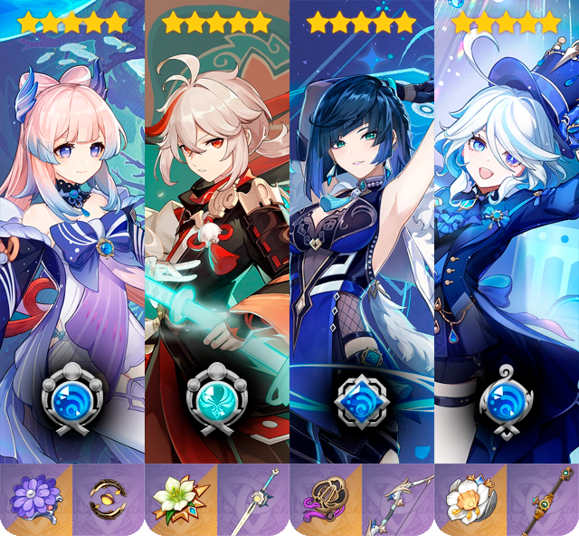 [ EN - ES - FR ] Rotation ֎ -Mono Hydro Kokomi- ֎ Kokomi Kazuha Yelan ...